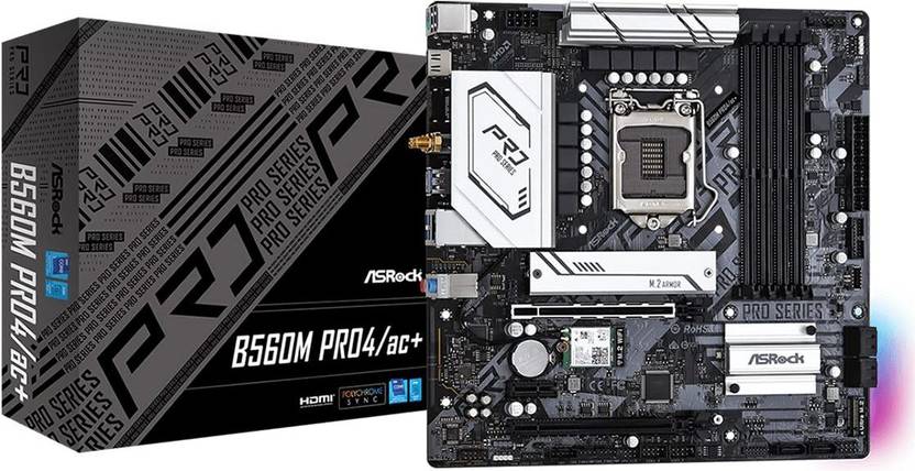 ASRock B560M Pro4 Ac+ LGA 1200Socket Micro-ATX Intel B560 Chipset DDR4 ...