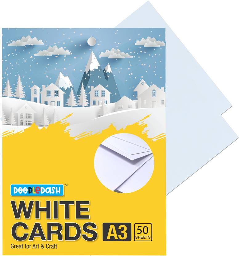 Flipkart.com | DOODLEDASH White Cards A3 Size 210 GSM - For DIY Art And ...
