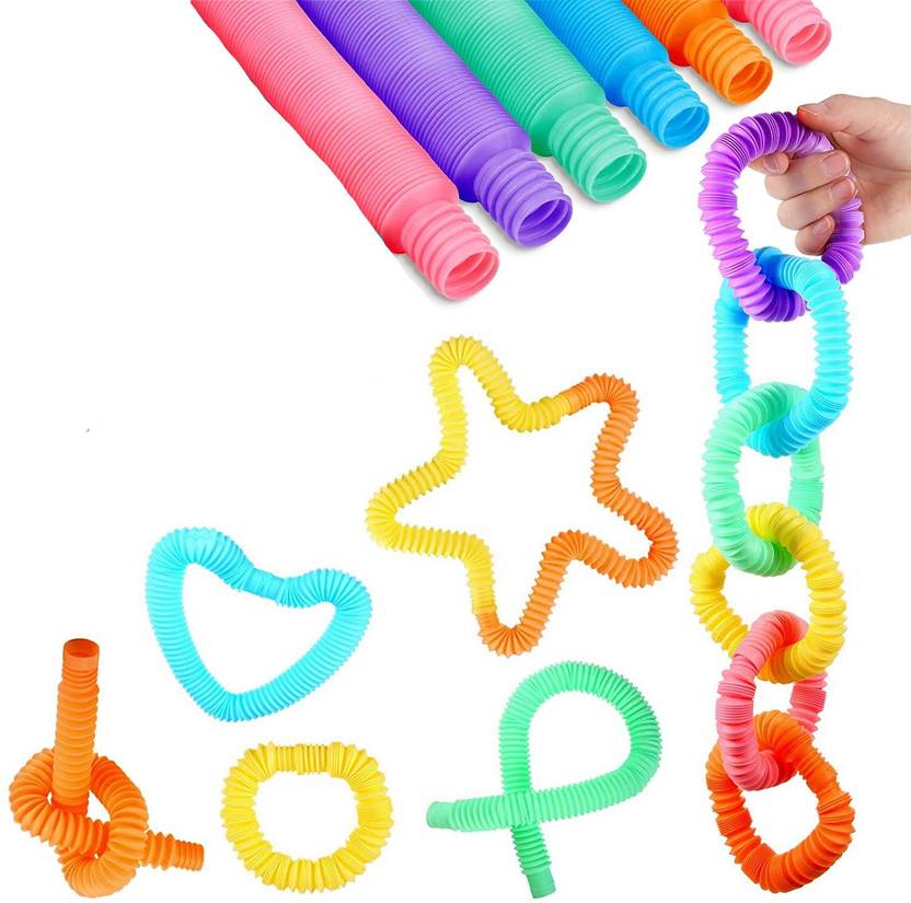 Galox Pack Of 12 Pop Tube Sensory Toys Tube Stretchy Toys Fidget Pop ...