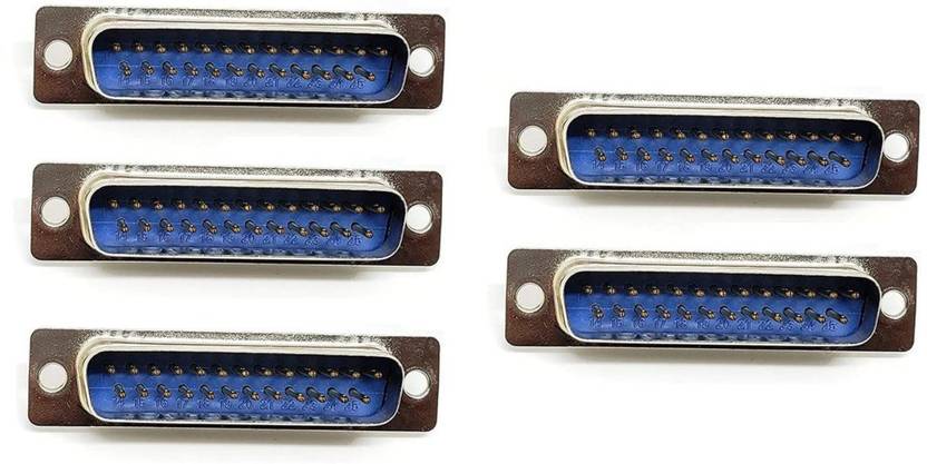 ERH India (Pack of 5) 2 Rows Solder Type Plug D-SUB Male Plug RS232 DB25 Serial VGA 25 Pin ...