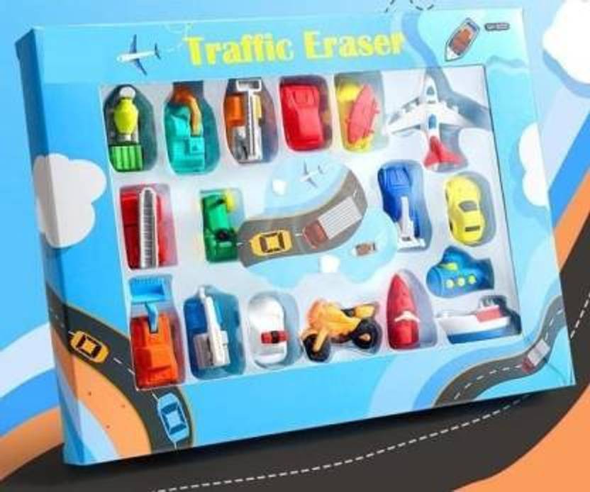 DhyeyCollection Traffic Eraser, Vehicle Set for Kids School Stationary ...