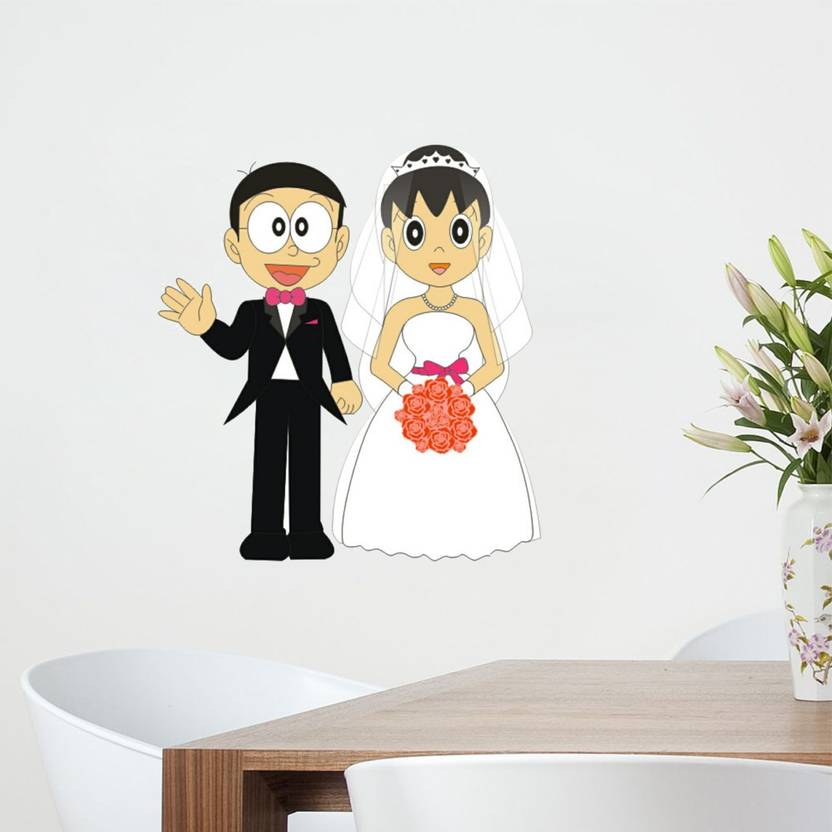 Divine studio 50 cm ' nobita shizuka marriage ' Wall Stickers (PVC ...