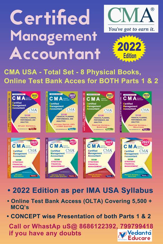 CMA (USA) – Both Parts 1 & 2 Online Test Bank Access + 8 Physical Books ...