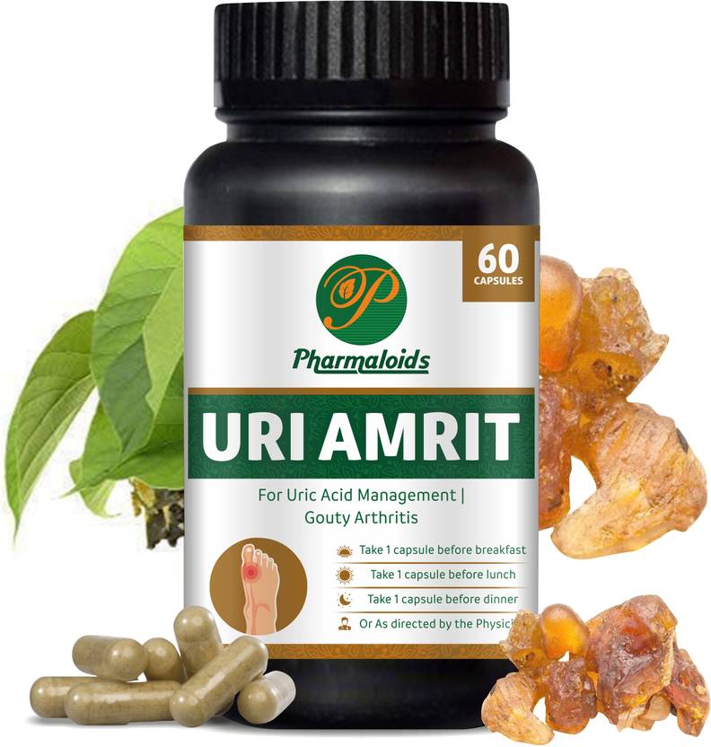 Pharmaloids URI AMRIT For Uric Acid, Gout, Hyper Uricemia Pack 60 Caps ...