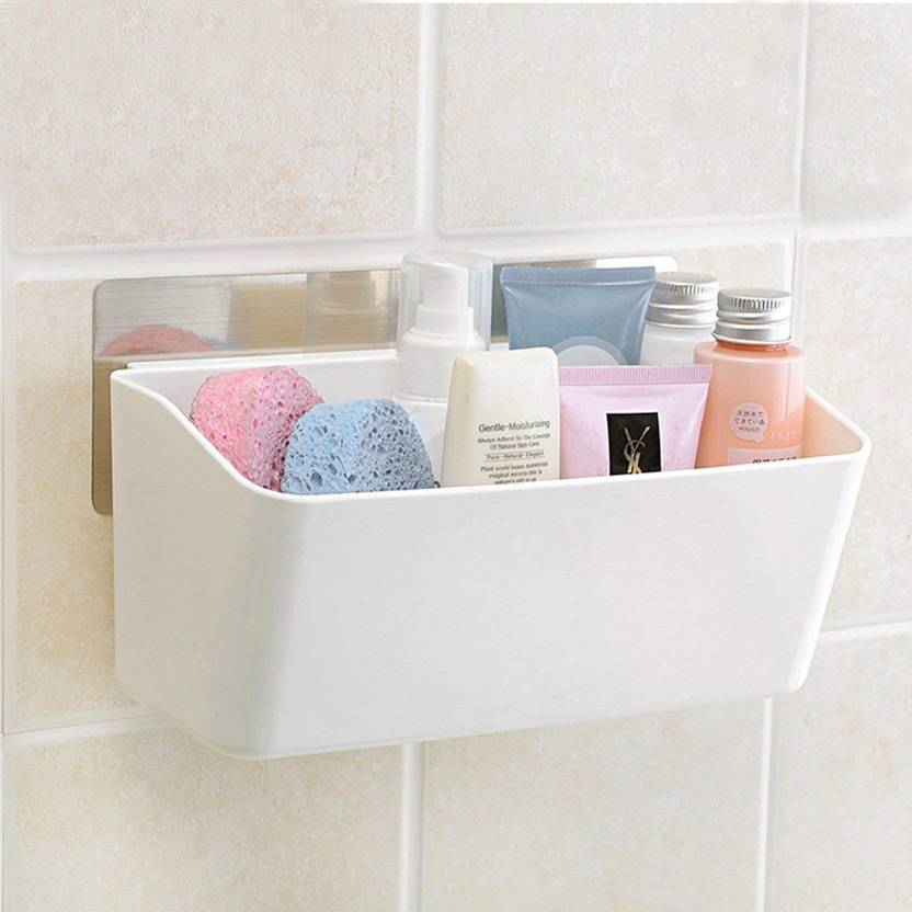 ELITEHOME Plastic Magic Sticker Self Adhesive Bathroom Shelves (White ...