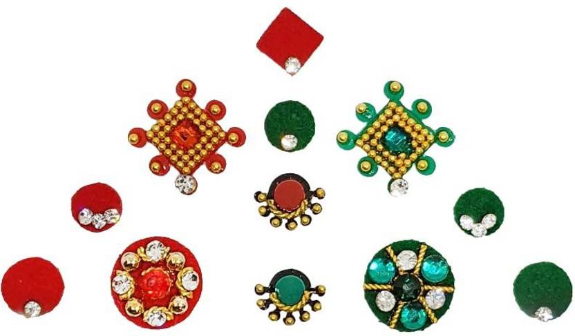 Comet Busters Green and Red Mix Assorted Bindi Pack (BV1405) Forehead ...