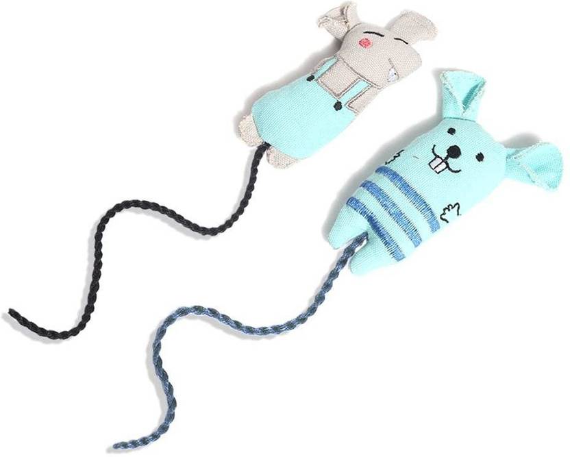 Heads Up For Tails Mim and Mo Cat Toys - Blue Cotton Soft Toy For Cat ...