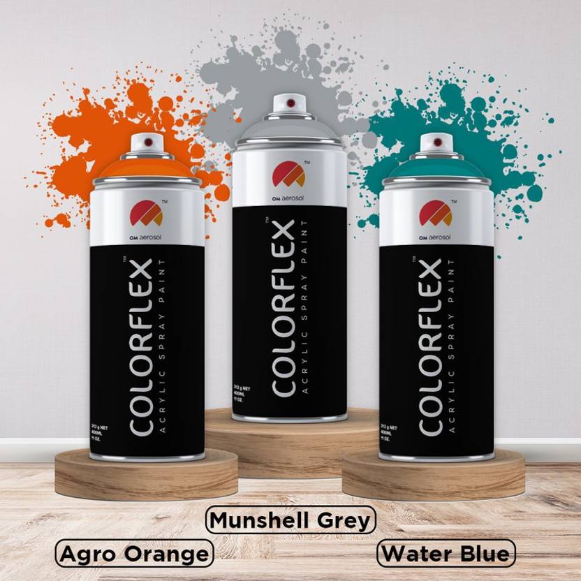 colorflex Argo Orange, Munshell Grey & Water Blue Spray Paint 400 ml ...