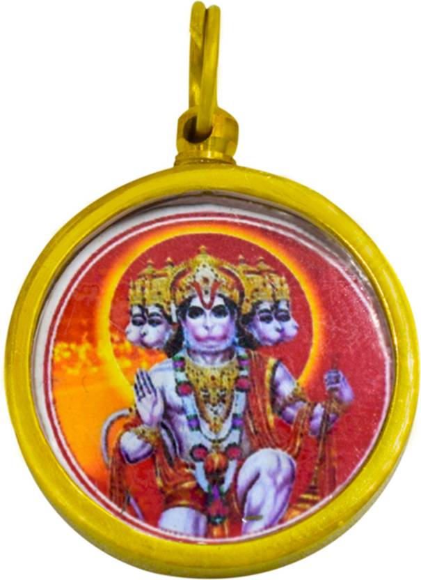 Prabhu Bhakti Shri Panchmukhi Hanuman Golden Locket Pendant With Chain ...