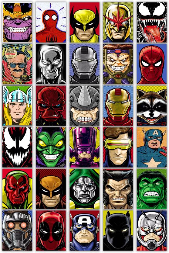 Set of 30 superhero wall poster different posters of superhero |Size ...