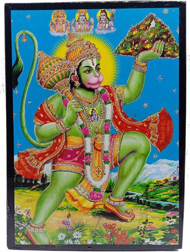 Deshkart GREEN COLOURED HANUMAN WITH HILL Religious Frame Price in ...