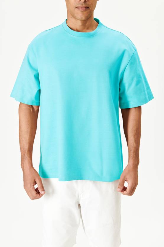 GENRAGE Solid Men Crew Neck Light Blue T-Shirt - Buy GENRAGE Solid Men ...