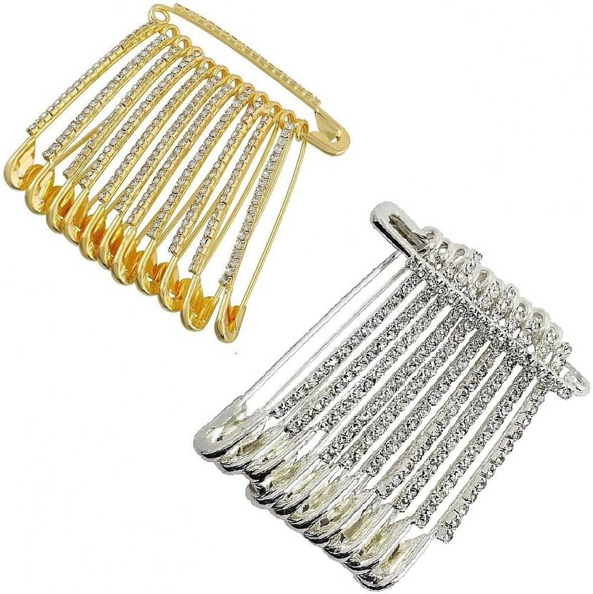 VAMA Safety Pin Large Size saree Pin Set Combo Fancy Design Sari sadi ...