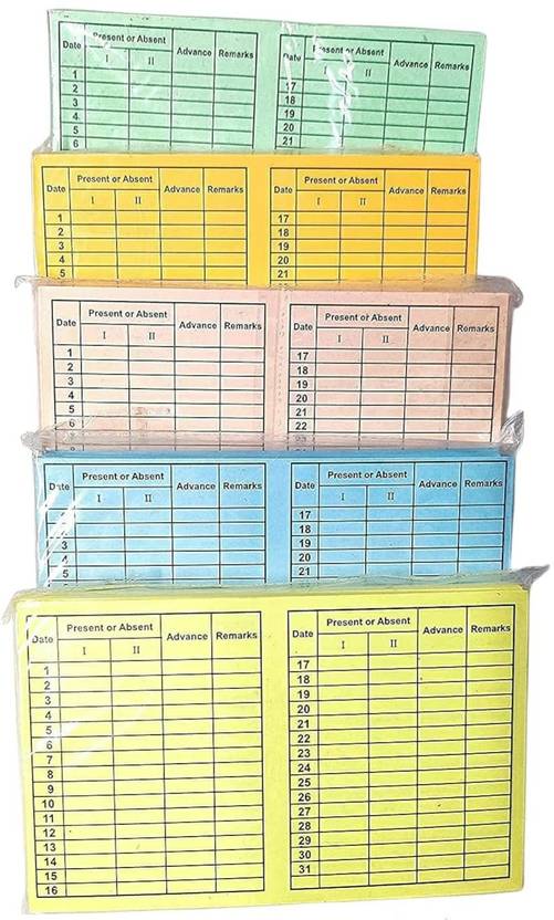 Flipkart.com | JSMSH Paper Attendance Card for Daily Payroll Wages ...