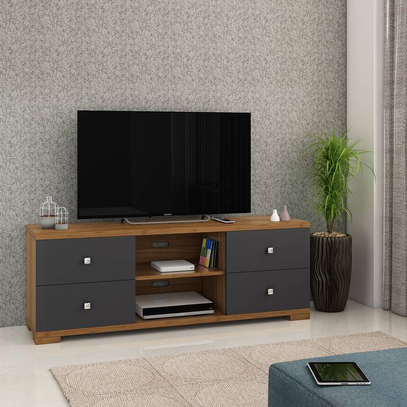 SPACEWOOD KOSMO WALL UNIT ASTRON 150 - NATURAL TEAK + SLATE GREY TV ...