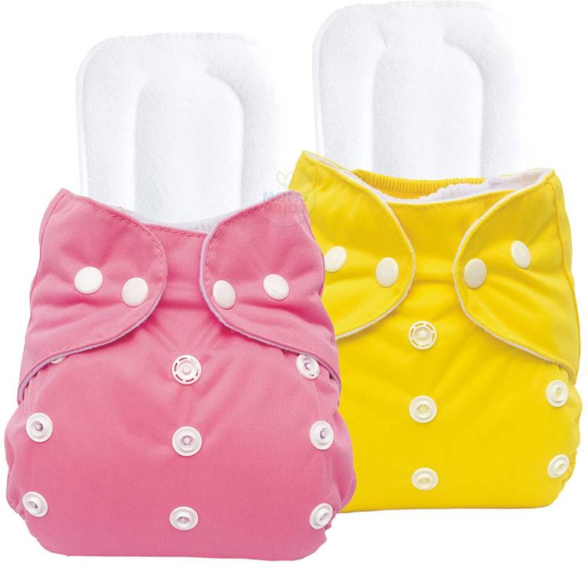 GIANT IMPEX 100% Baby Cloth Diapers (0 - 2 Years),Pad, Yellow & PINK ...