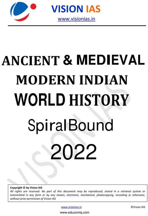 GS Paper 1 Ancient Modern And World History Notes By Vision IAS In ...