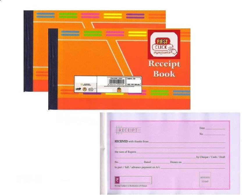 First Click Cash Receipt Book 50 Pages with Carbon Copy Pack of 2 ...