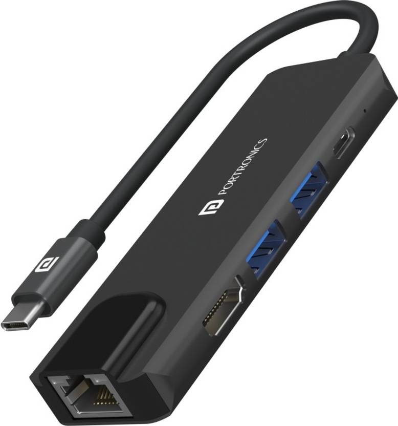 Portronics Mport 51 5-In-1 Type C, RJ 45 Port, 5GBPS Data Transfer ...