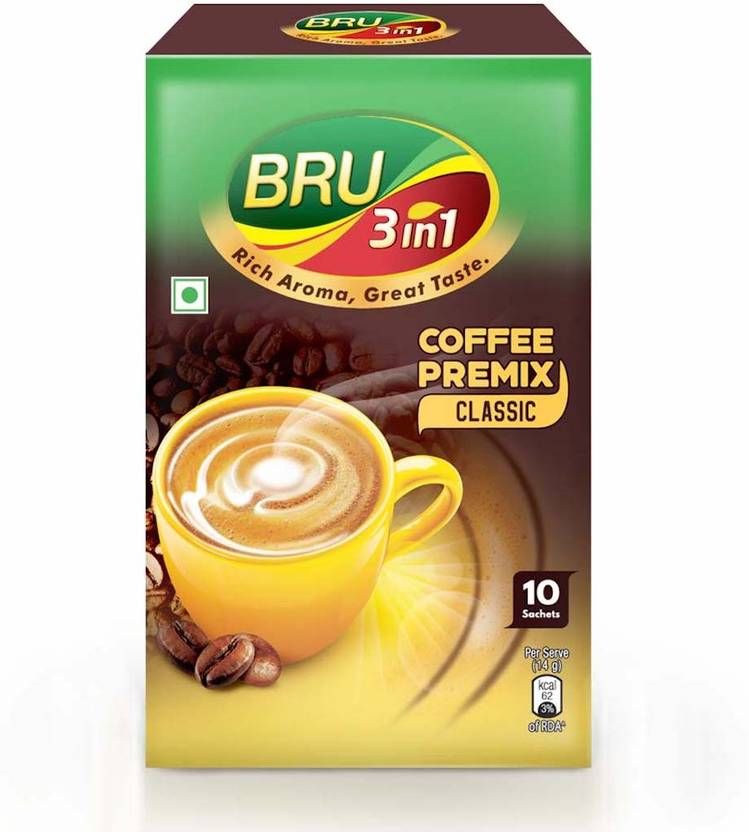 BRU Classic Premix Instant flavoured Coffee and milk powder with pre ...