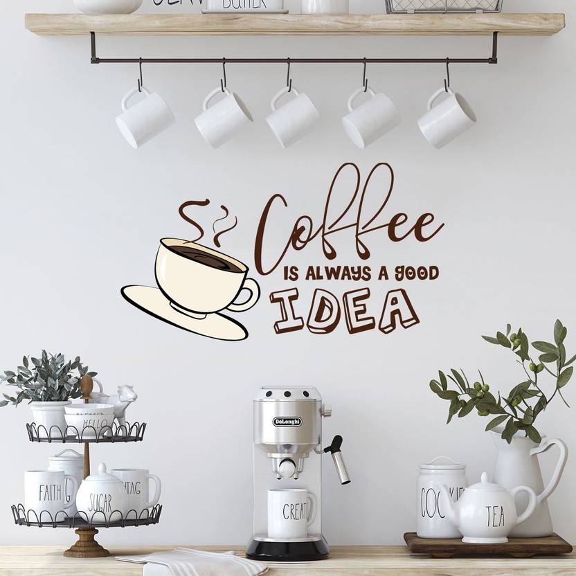 Vasl 85 cm Coffee Quote Wall Stickers for Kitchen Restaurant / Printed ...