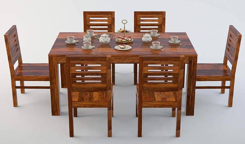 Porash Furniture Solid Wood 6 Seater Dining Set Price in India - Buy ...