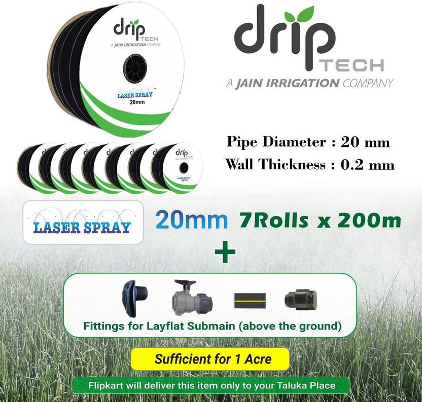 Driptech India Laser Spray, 20MM Rainpipe,200M+Fittings for Layflat ...