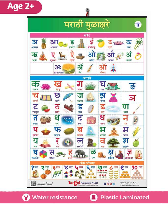 Kids Learning Wall Chart | Marathi Mulakshare Chart For Kids (Marathi ...