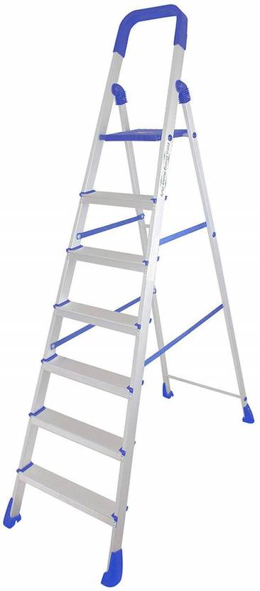 PALOMINO 7 Step Aluminium Ladder/Sidhi/Staircase/Wide Step Heavy Duty ...