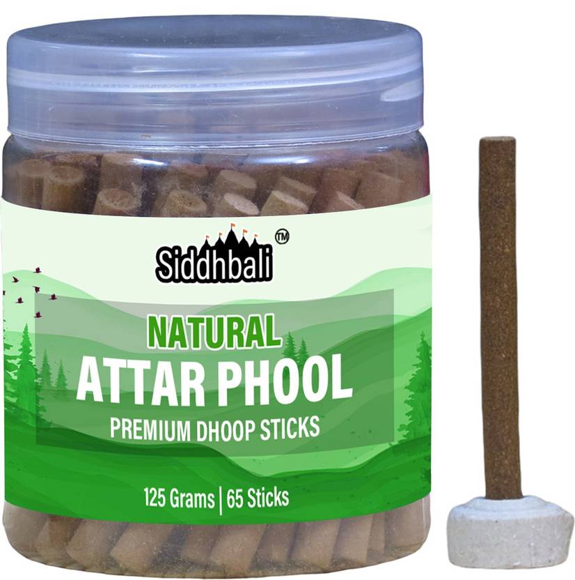 Siddhbali Attar Phool Scented Bambooless Dhoop Sticks Jar 125 grams 65 ...