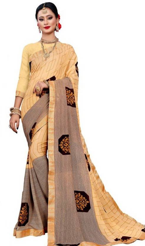 Buy VJBJ Self Design Daily Wear Chiffon Mustard Sarees Online @ Best ...
