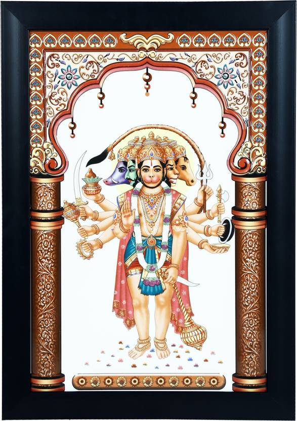 KRAFTORY369 Hanuman Panchmukhi Standing, Ceramic Tiles, God Photo Frame ...