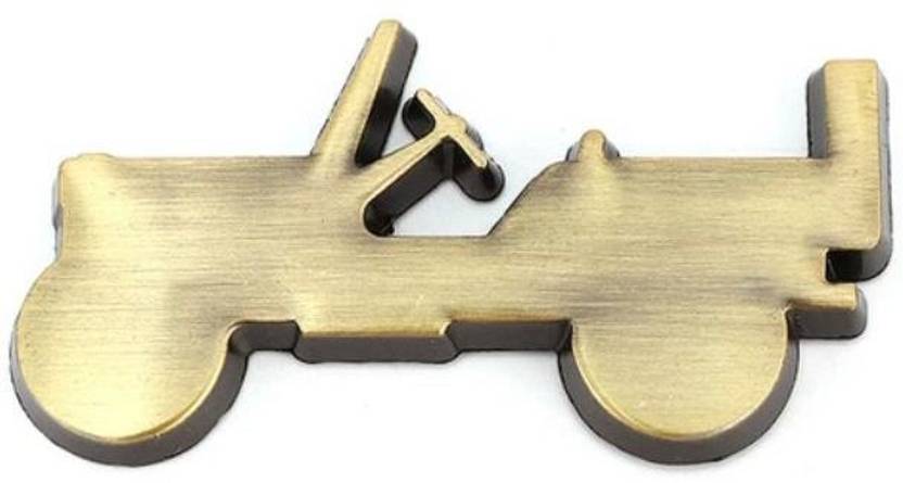 Auto MT GOLD Willy Jeep Thar Logo 7x4Cm Car Metal Logo Emblem 3D Badge ...