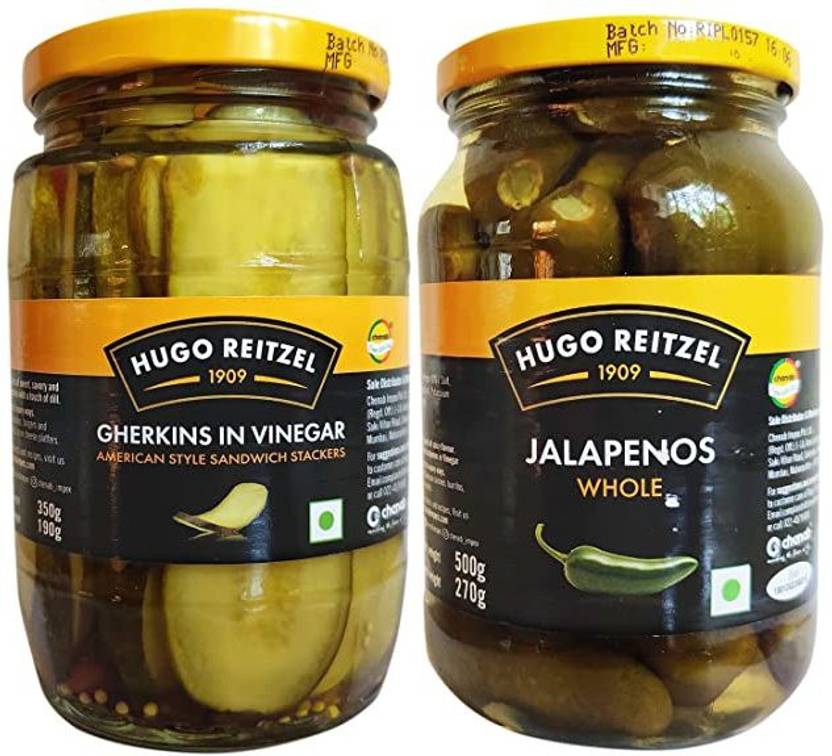 Hugo Reitzel Gherkin in Vinegar American Style Sandwich Stackers & Whole Jalapeno, Pack of 2 ...
