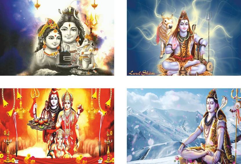 Lord Shiv Ji Poster Set of 4 Wall Poster For Room Paper Print ...