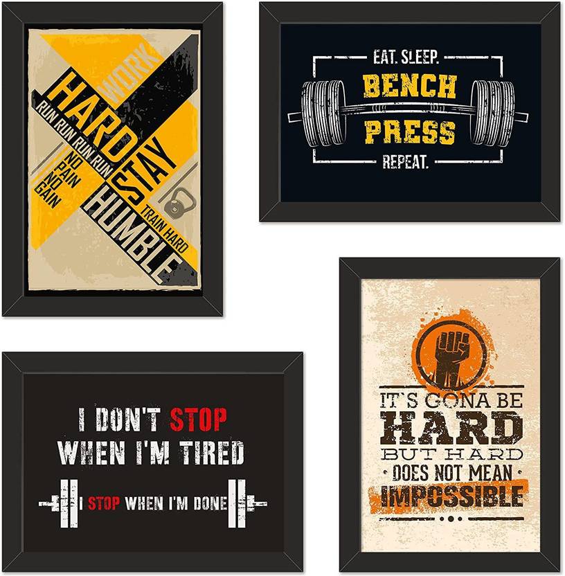 Quotes & Motivational Gym Poster Framed for Gym Set of 4 Size ( 8.25 x ...