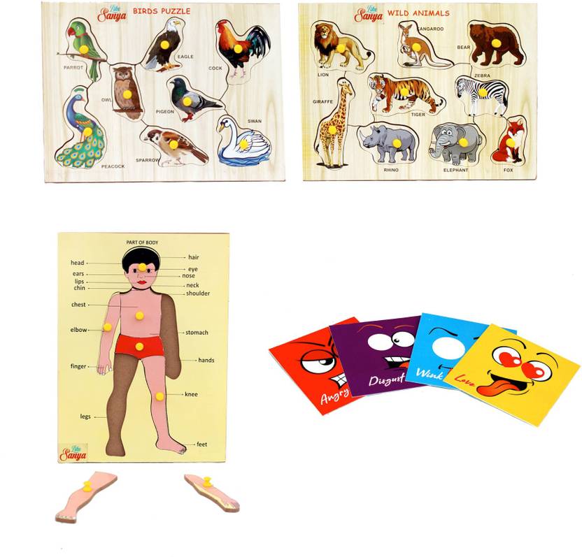 like sanya 3 Set Wooden Puzzles | Animals and Birds | Body Parts | One ...