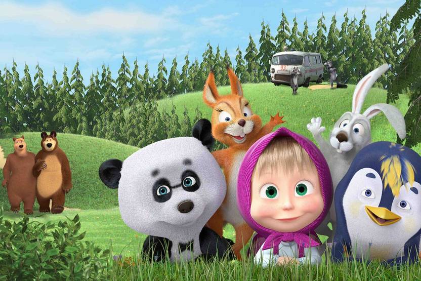 Kids Cartoon "Masha And The Bear" Wall Poster|Cute Cartoon Poster For Kids Room Decoration ...