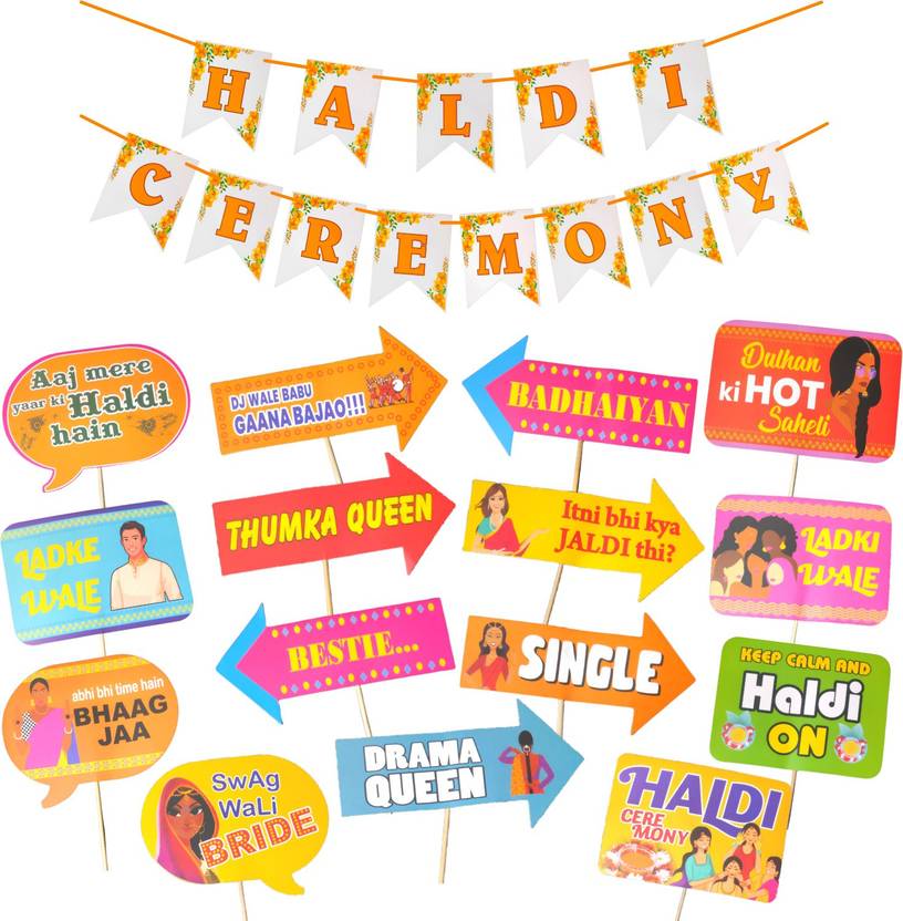 Party Decorz Haldi Ceremony Photo Booth Party Props And Banner Combo ...
