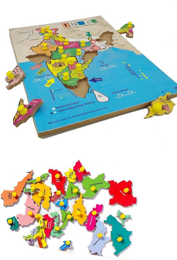 AMUSING New arrival Wooden Educational Learning India Map Puzzle Board ...