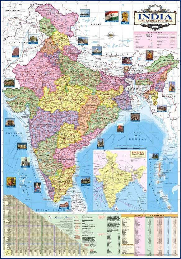 INDIA MAP WALL POSTER Paper Print - Educational posters in India - Buy ...