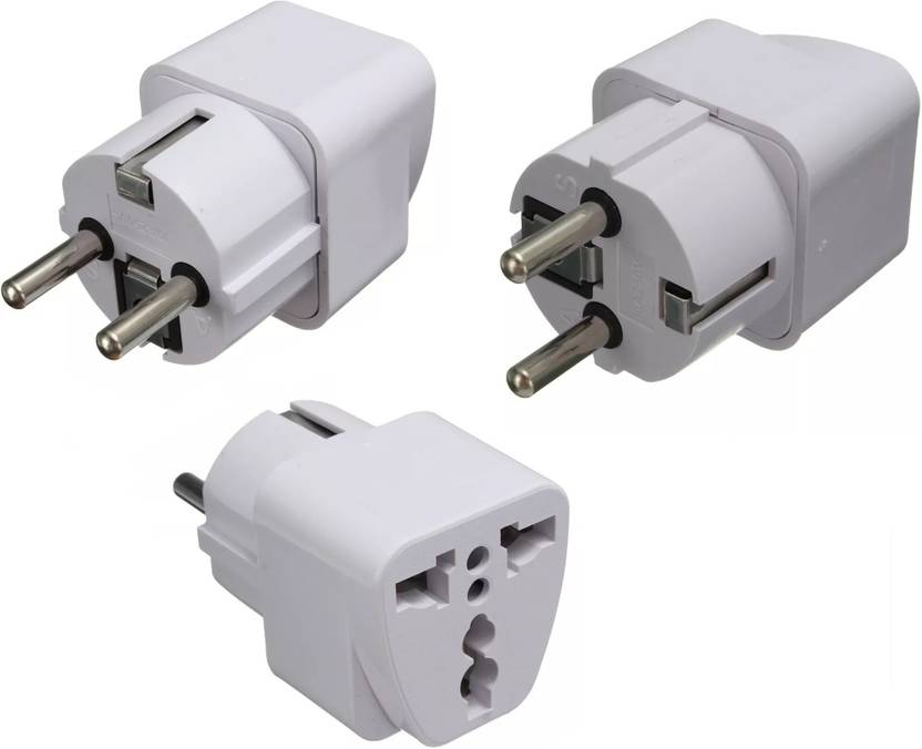 WOWSOME 3 Adapter For India UK US AU To EU European 2 Pin Power Socket ...