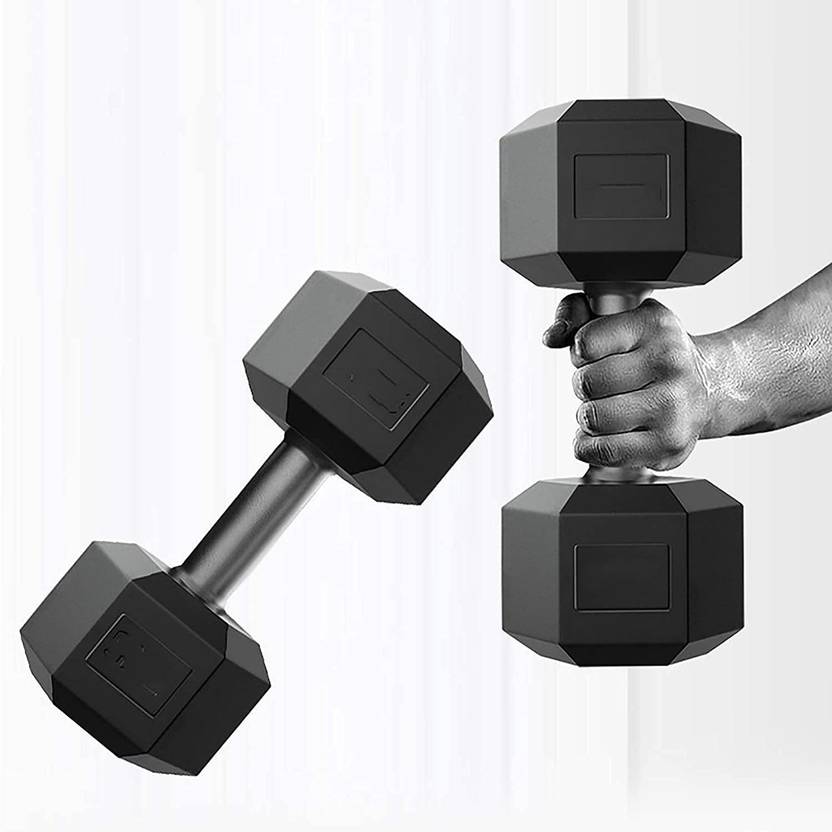 AMAN FIT PVC Set 5KG X 2 PCS, 1 Pair , Hex , Home Gym Fixed Weight ...