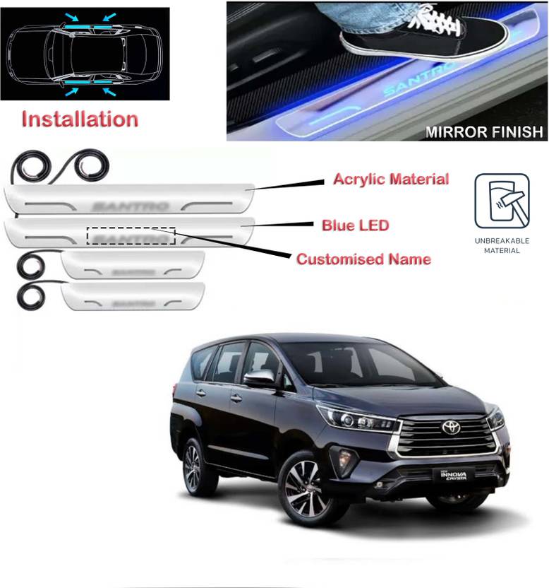 AUTO'SJET ™ Car Sill Plate Foot Step LED Mirror Finish Chrome for ...