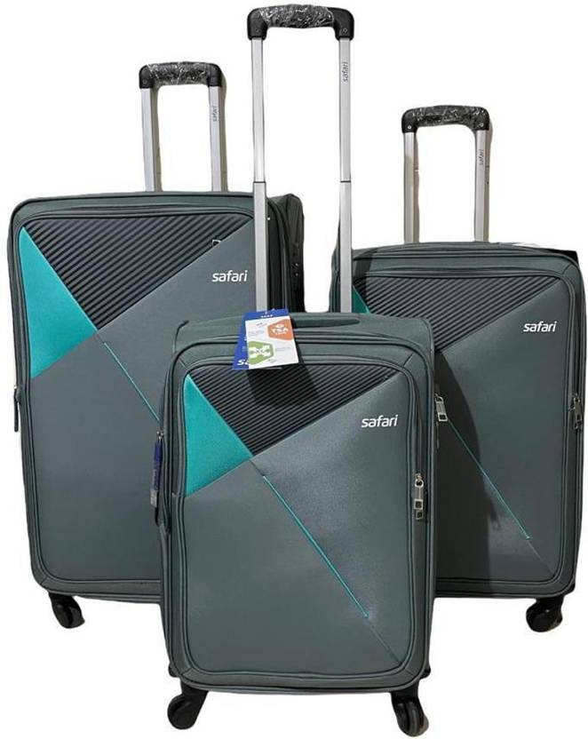 SAFARI Snap Trolley Bag|4W Soft Body with TSA Lock|Cabin+Medium+Large ...
