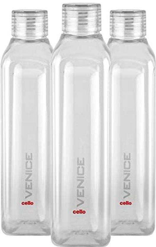 cello Plastic Water Bottle Set, 1 Litre, Set of 3, Clear Combo 1000 ml ...