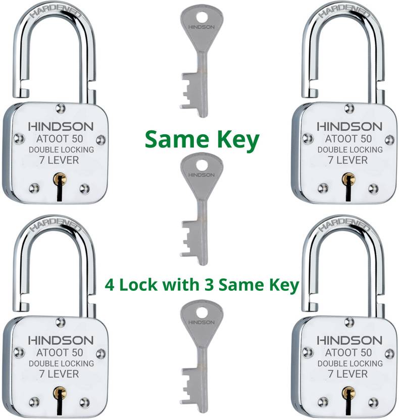HINDSON 4 Same key lock 4 lock with common key Atoot 50mm multiple lock ...