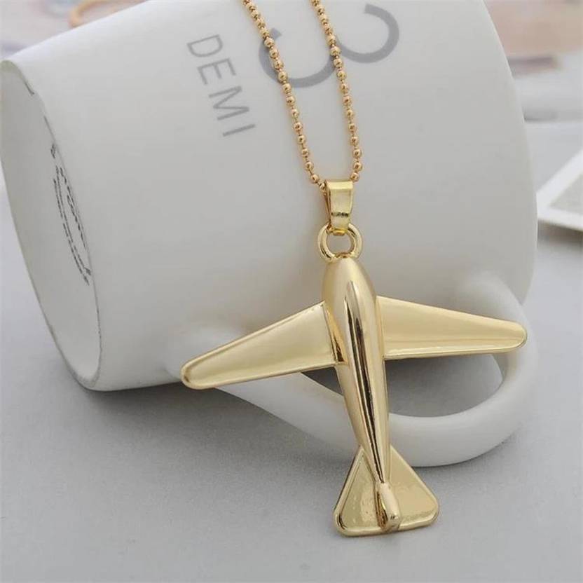 Stylewell Golden Metal Airplane Aircraft Plane Hip Hop Locket Pendant ...