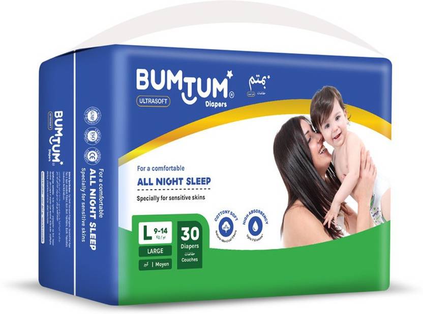 BUMTUM Baby Pull-Up Diaper Pants - Large (30 Pieces, Pack of 1) - L ...