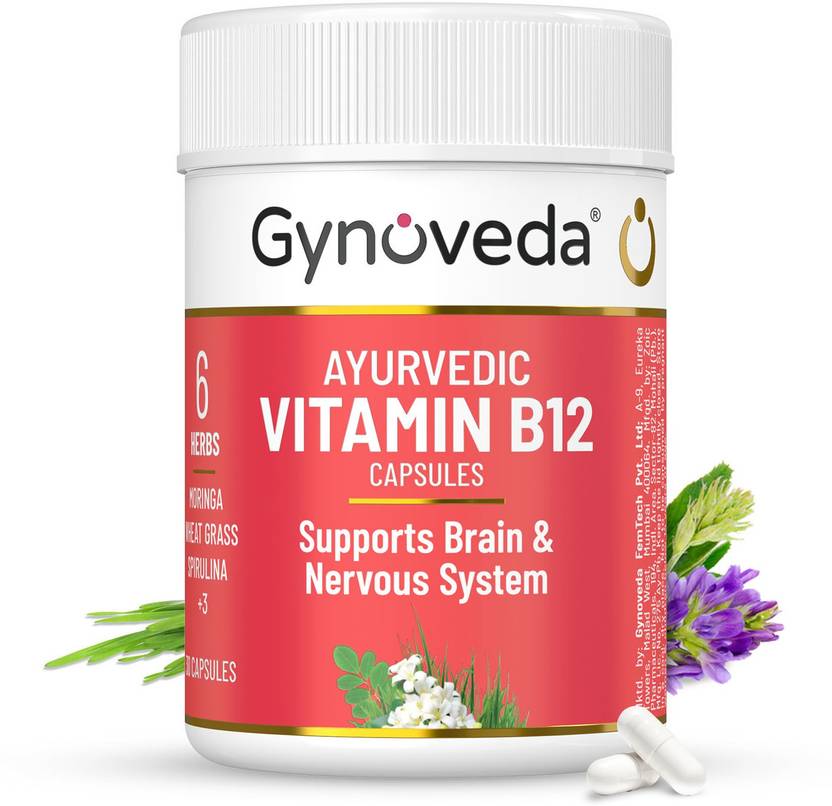 Gynoveda Vitamin B12 Ayurvedic Capsules (30) | Brain & Nervous System ...
